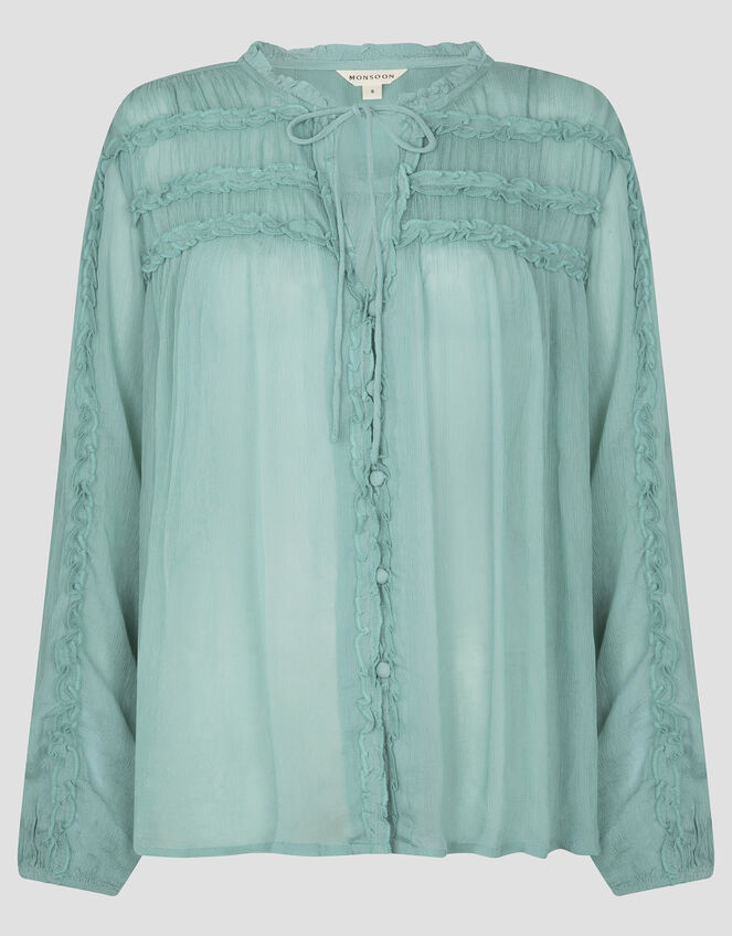 Juliet Sheer Texture Ruffle Blouse | Tops & T-shirts | Monsoon UK.
