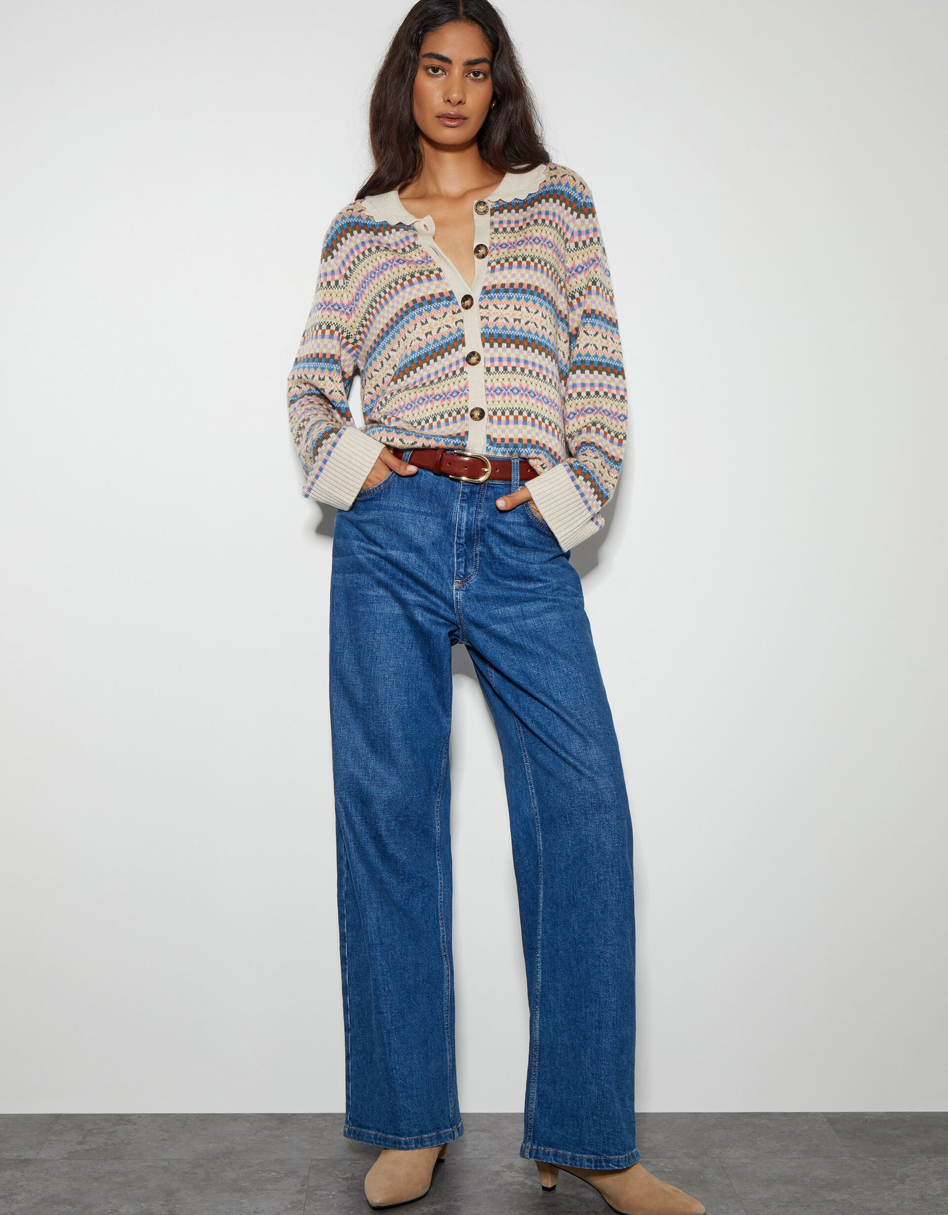 Fawn Fair Isle Collar Cardigan Natural | Cardigans | Monsoon UK.