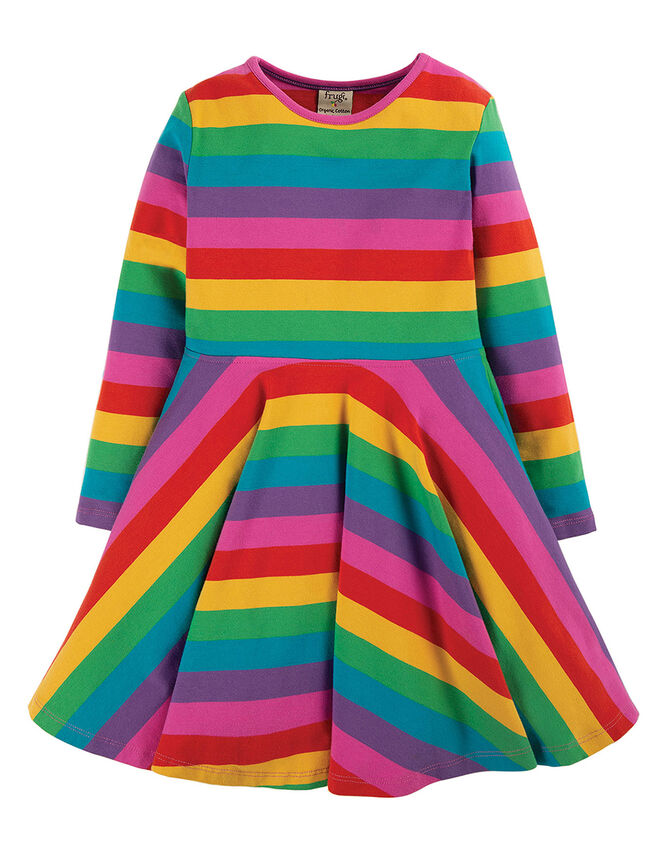 Frugi Rainbow Stripe Skater Dress Multi
