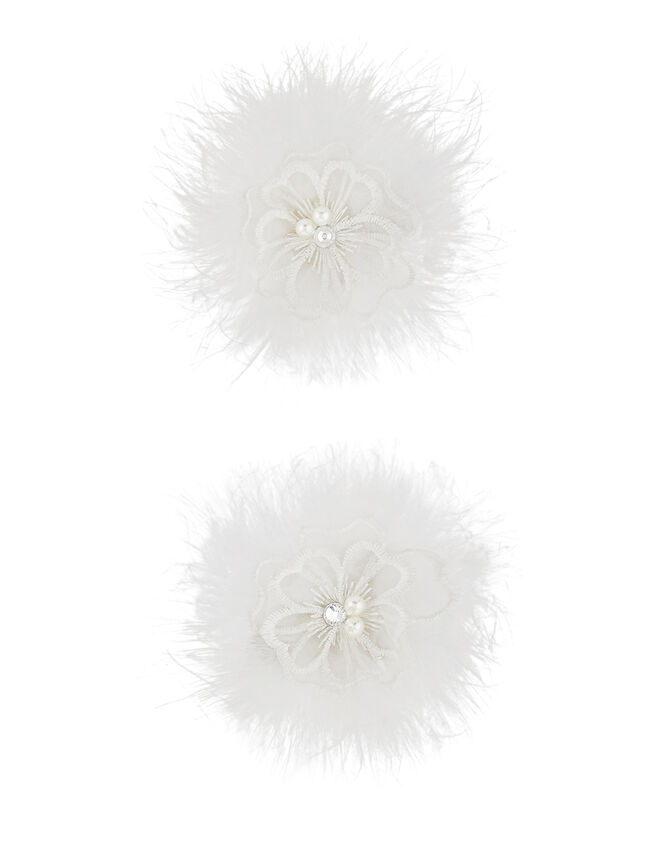 Lace Flower Fluffy Hair Clips | Girls' Hair Accessories | Monsoon UK.