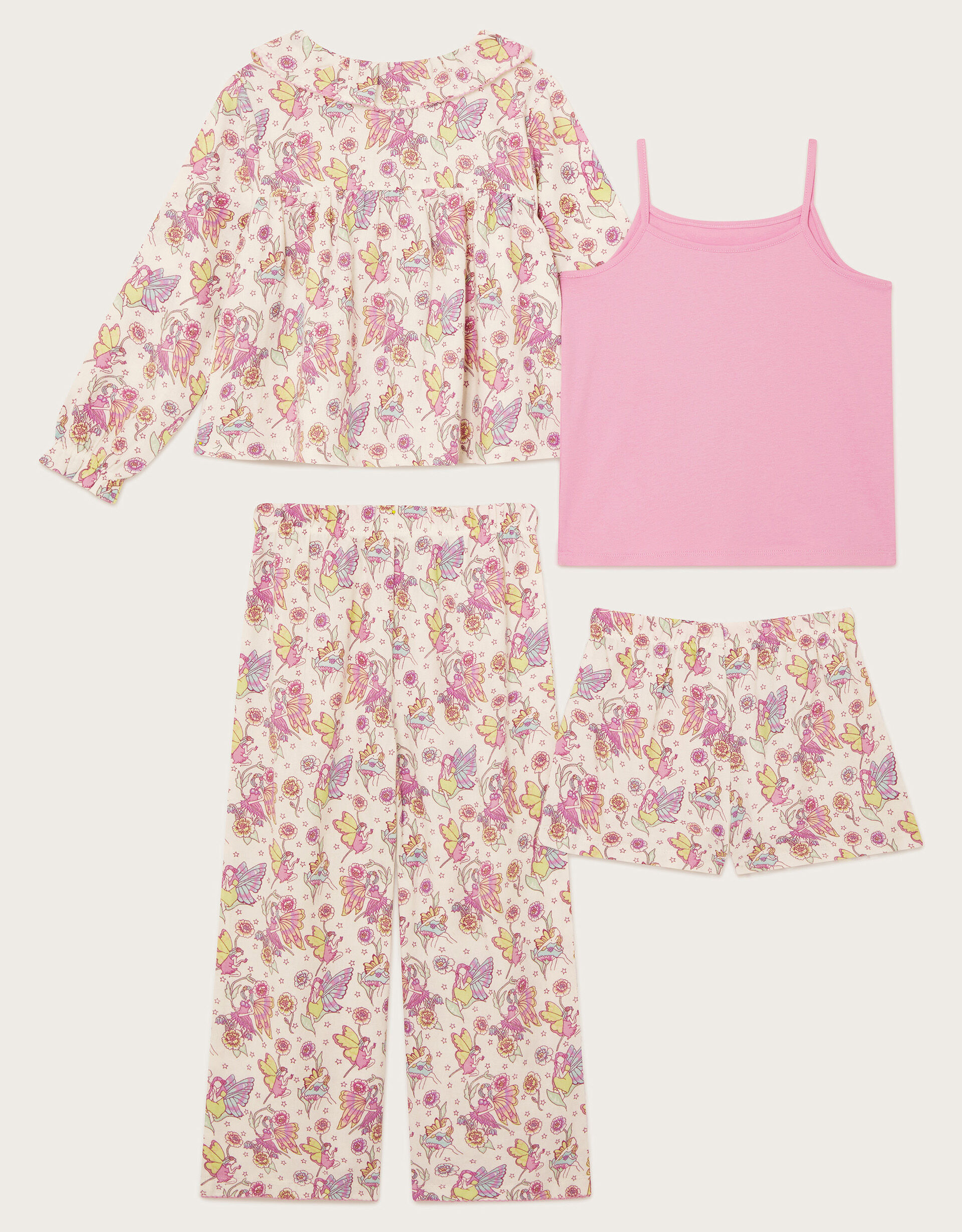 4-Pack Fairy Print Flannel Pyjamas Set Ivory