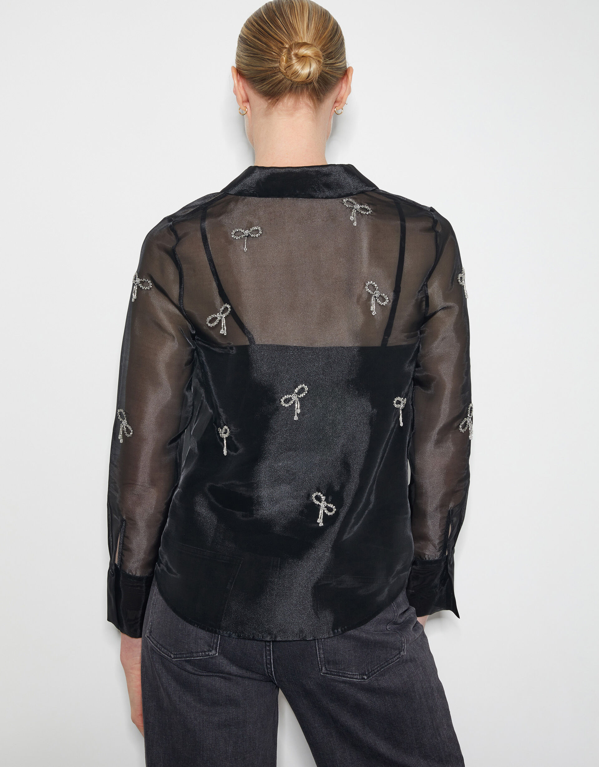Betty Bow Organza Blouse Black