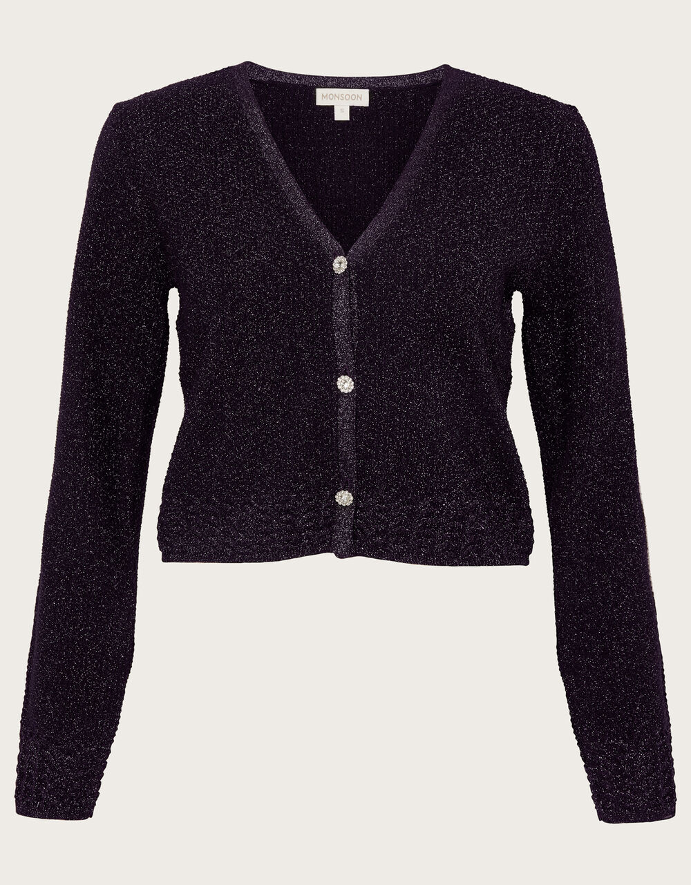 Short Metallic Cardigan Purple | Knitwear | Monsoon UK.
