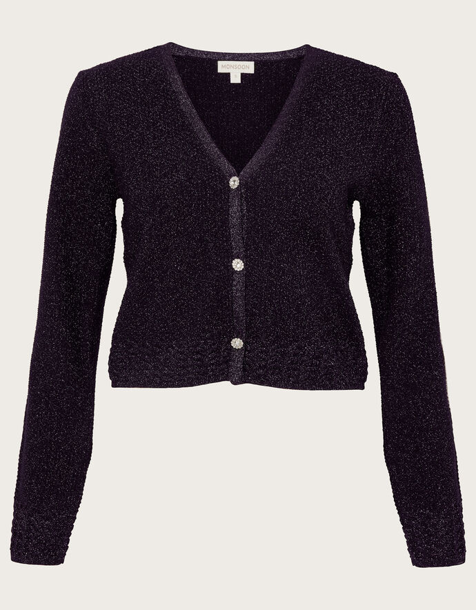 Short Metallic Cardigan Purple
