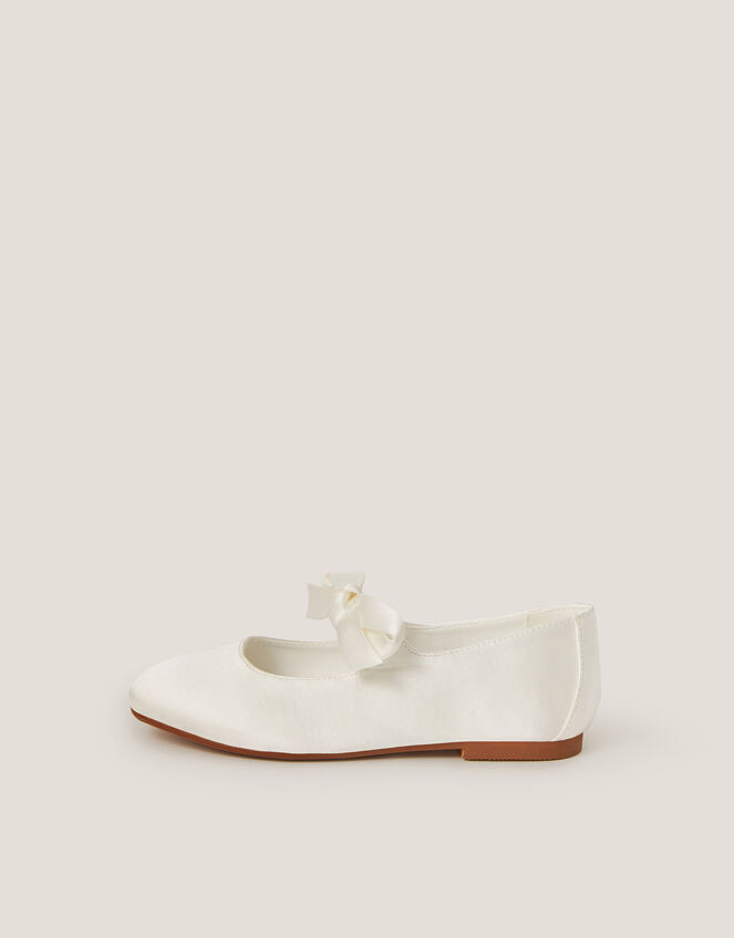 Satin Bow Ballet Flats Ivory | Girls' Flat Shoes | Monsoon UK.