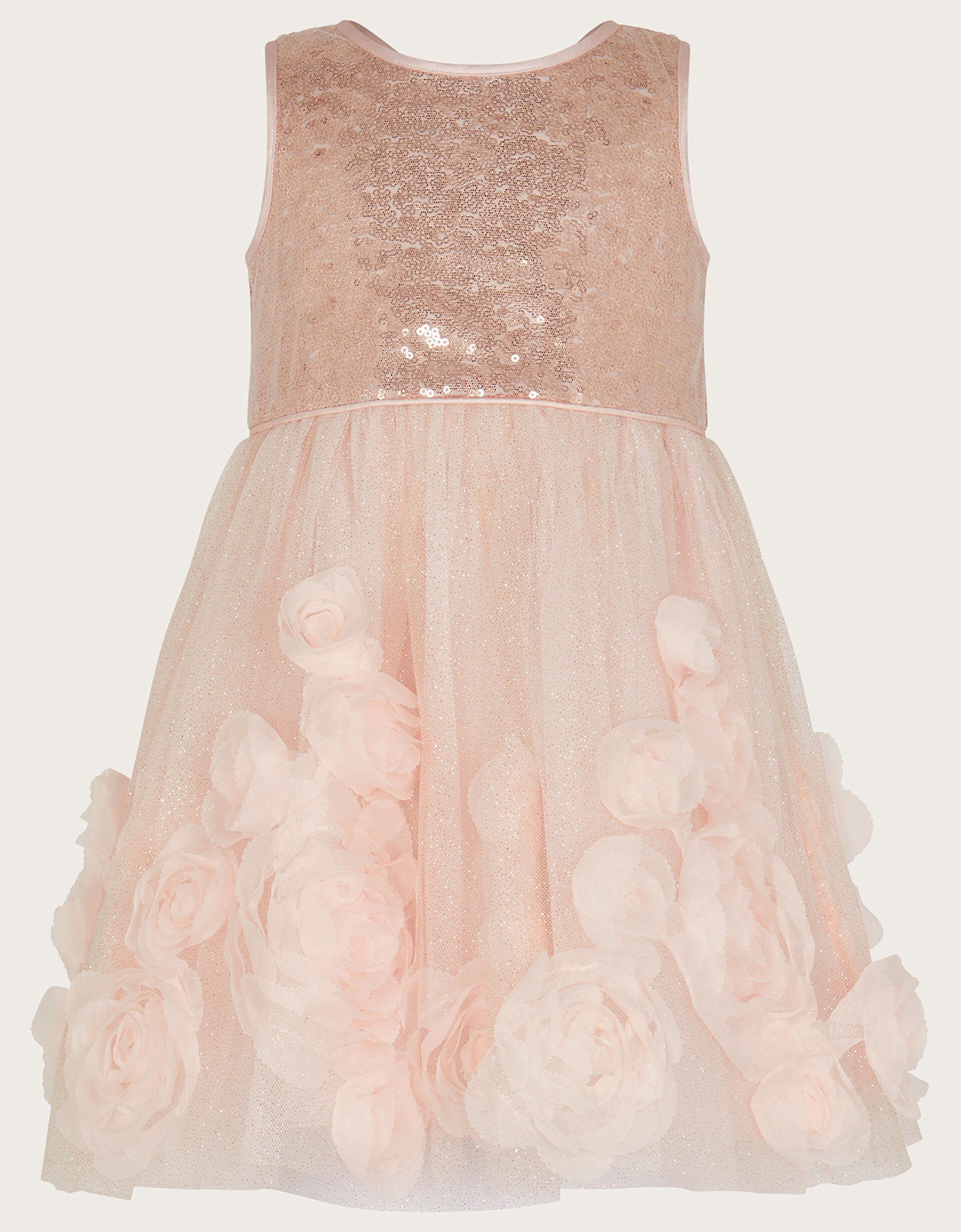 Baby Arabella 3D Roses Dress Pink