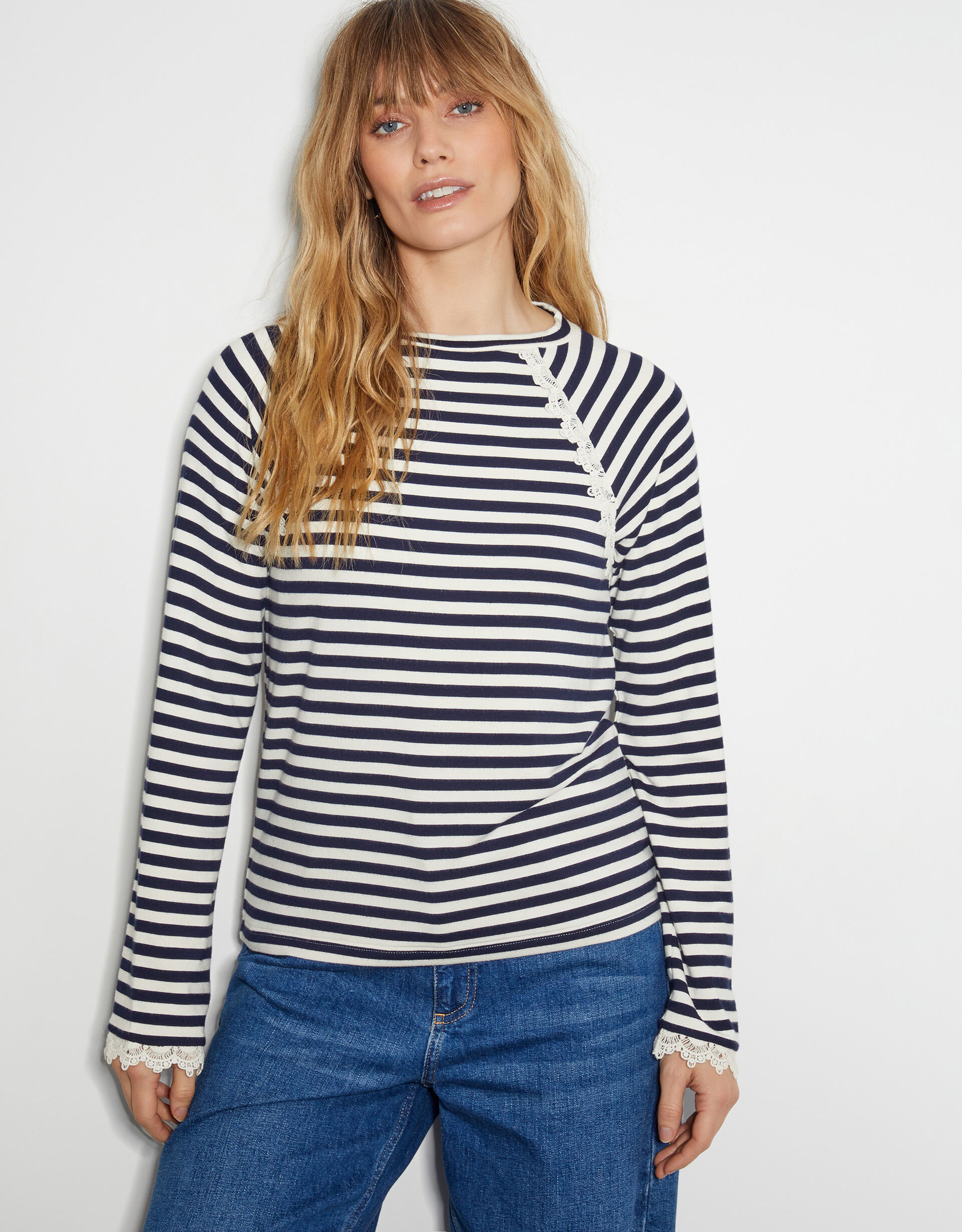Sadie Stripe Long Sleeve Jersey Top Blue | Blouses & Shirts | Monsoon UK.