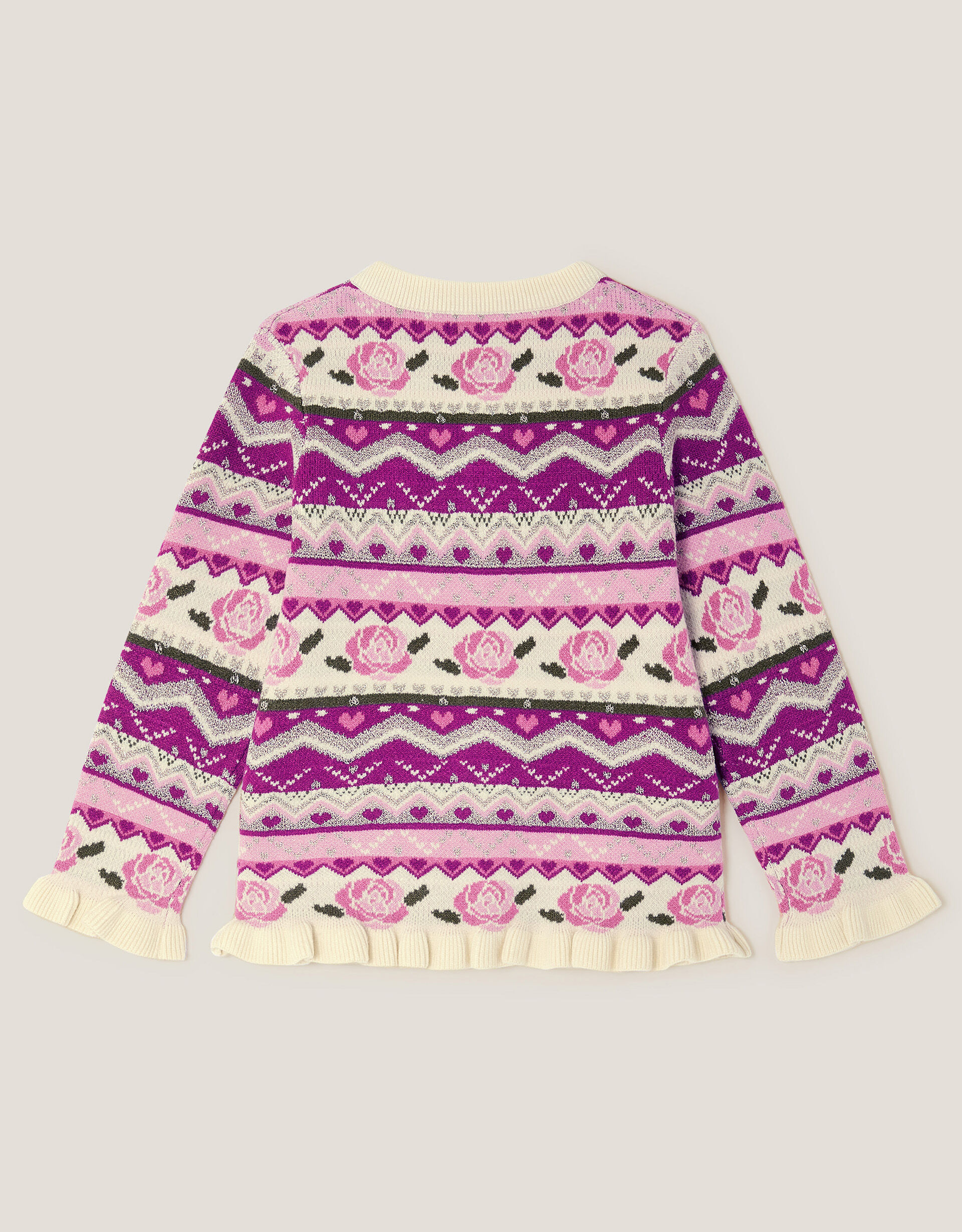 Floral Fair Isle Cardigan Pink