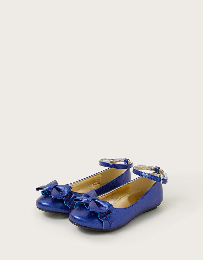 Bow Ruffle Ballet Flats Blue | Girls' Flat Shoes | Monsoon UK.