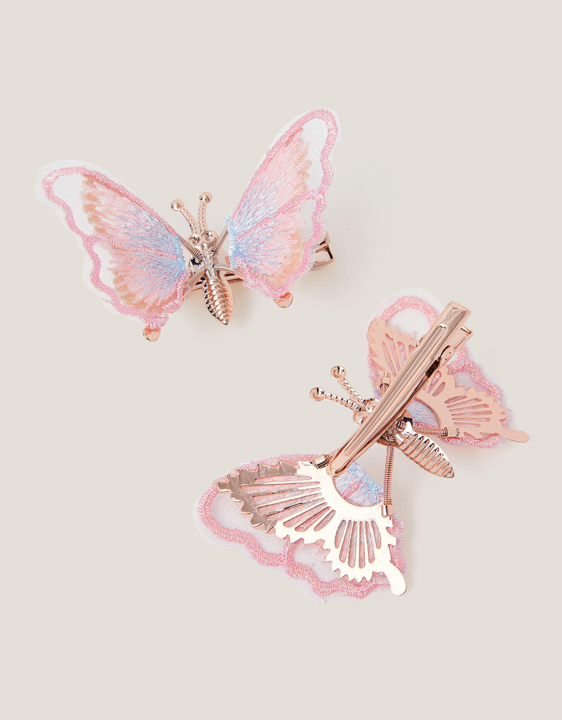 2-Pack Embroidered Spring Butterfly Hair Clips | Accessories | Monsoon UK.