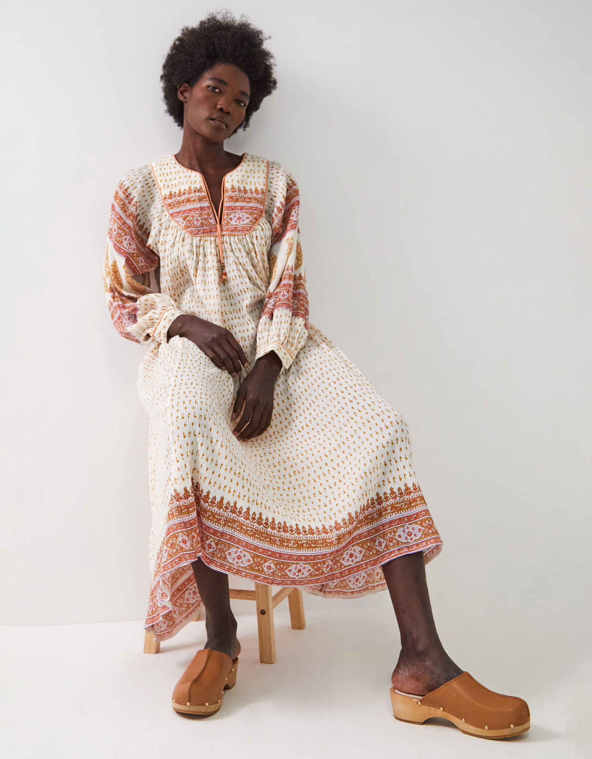 East Tilly Print Smock Dress Yellow