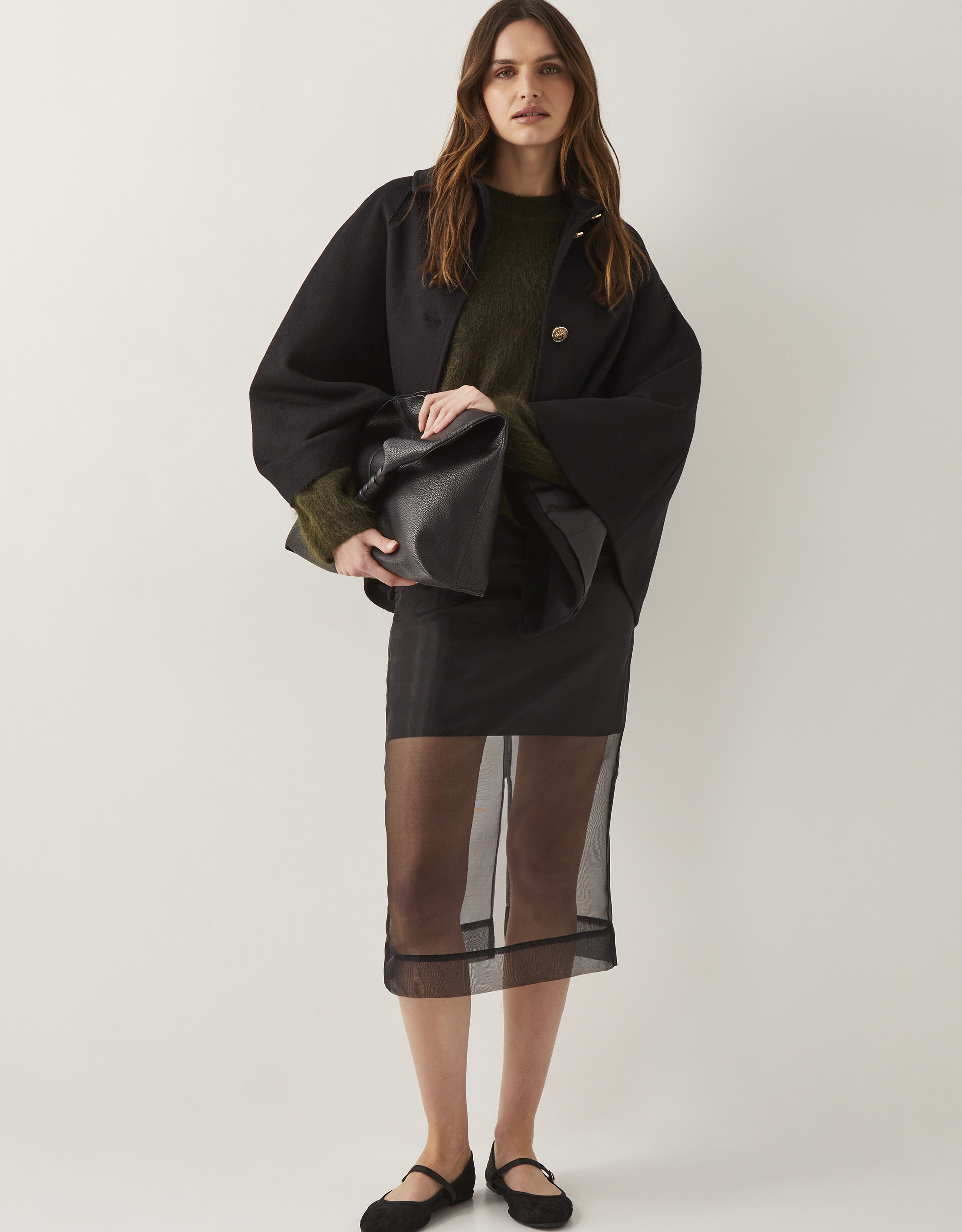 Shiloh Sheer Midi Skirt Black | Skirts | Monsoon UK.