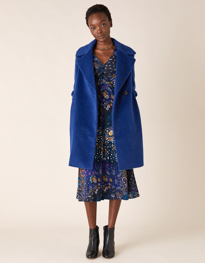 Eliza Textured Coat Blue | Women's Coats | Monsoon UK.