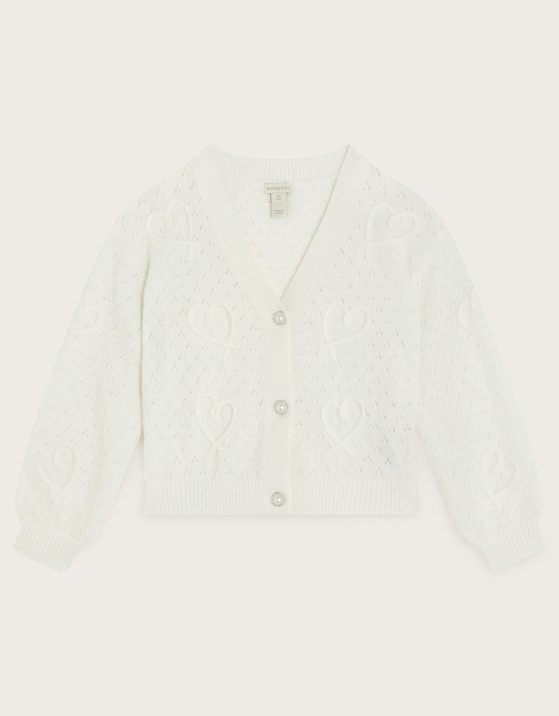 Heart Cornelli Embroidered Cardigan Ivory | Girls' Cardigans | Monsoon UK.