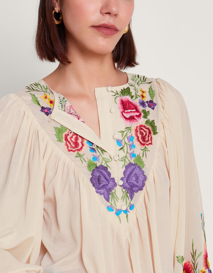 Winny Embroidered Floral Blouse Ivory | Tops & T-shirts | Monsoon UK.