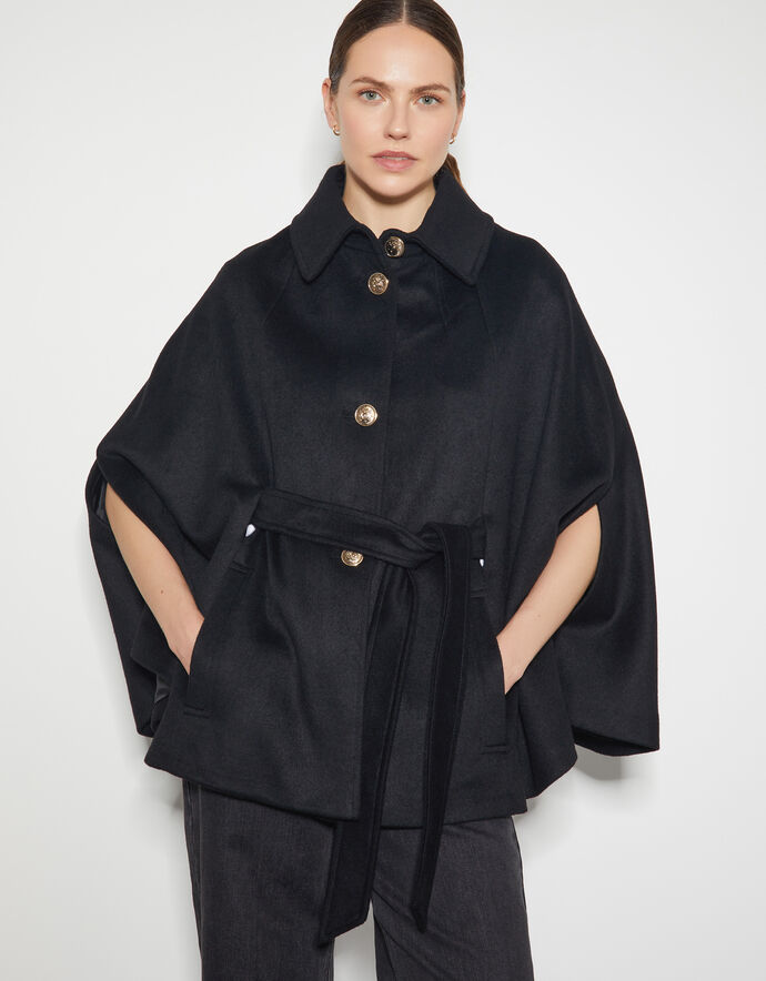 Cecily Military Cape Coat Black | Women's Coats | Monsoon UK.