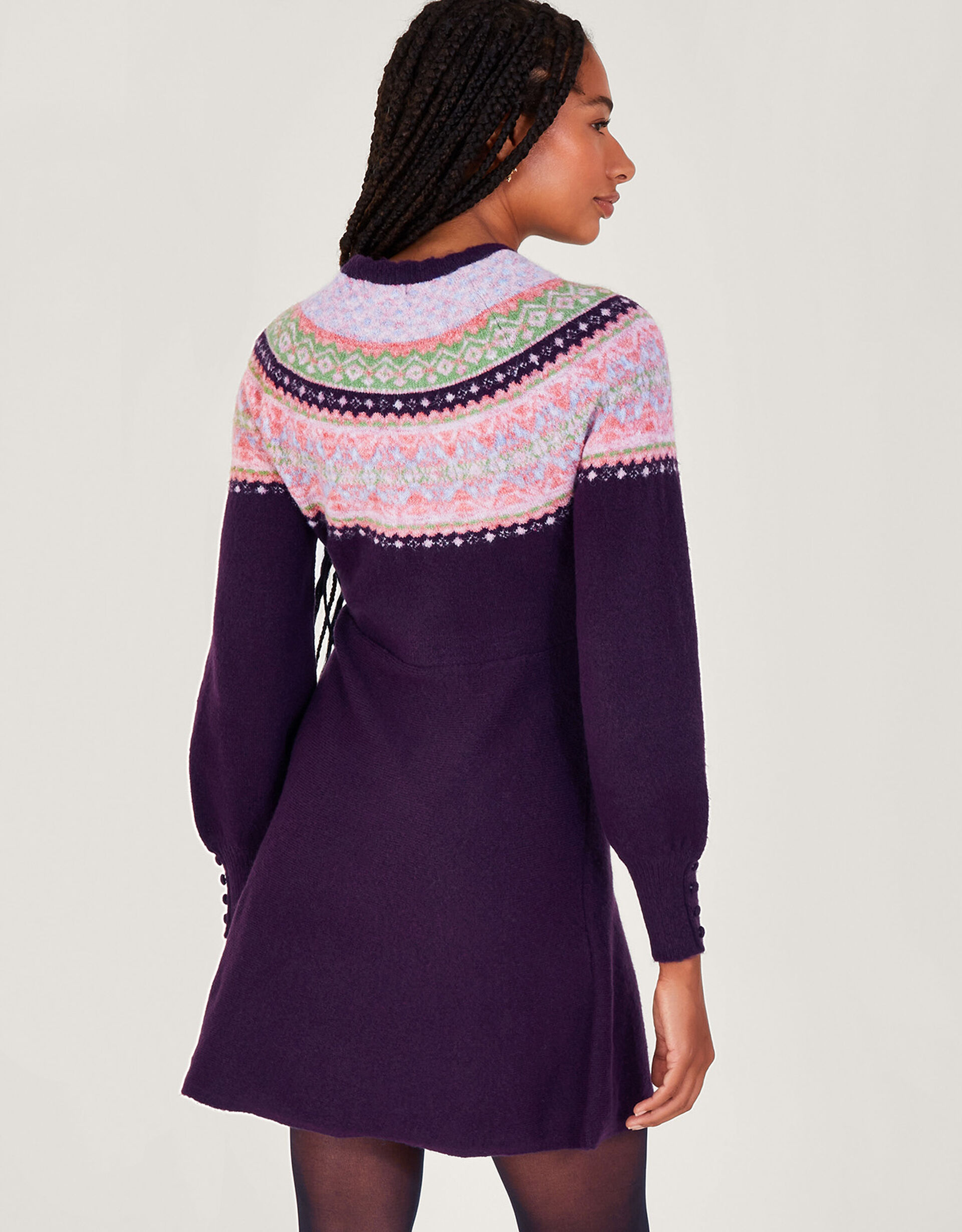 Fair Isle Dress Purple | Day Dresses | Monsoon UK.