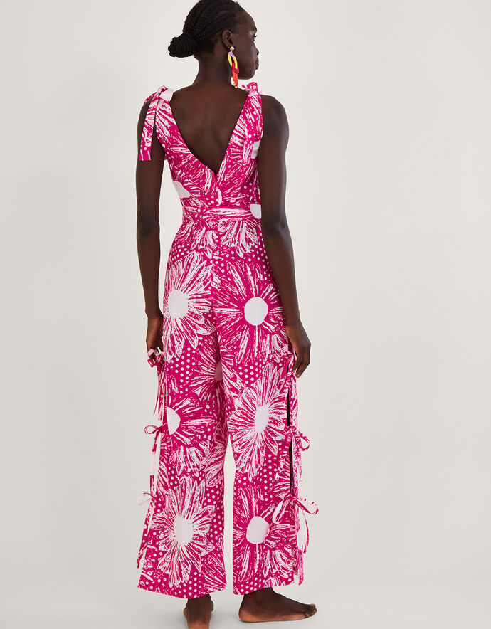 Nava Mixed Print Tie Leg Jumpsuit Pink | Jumpsuits | Monsoon UK.