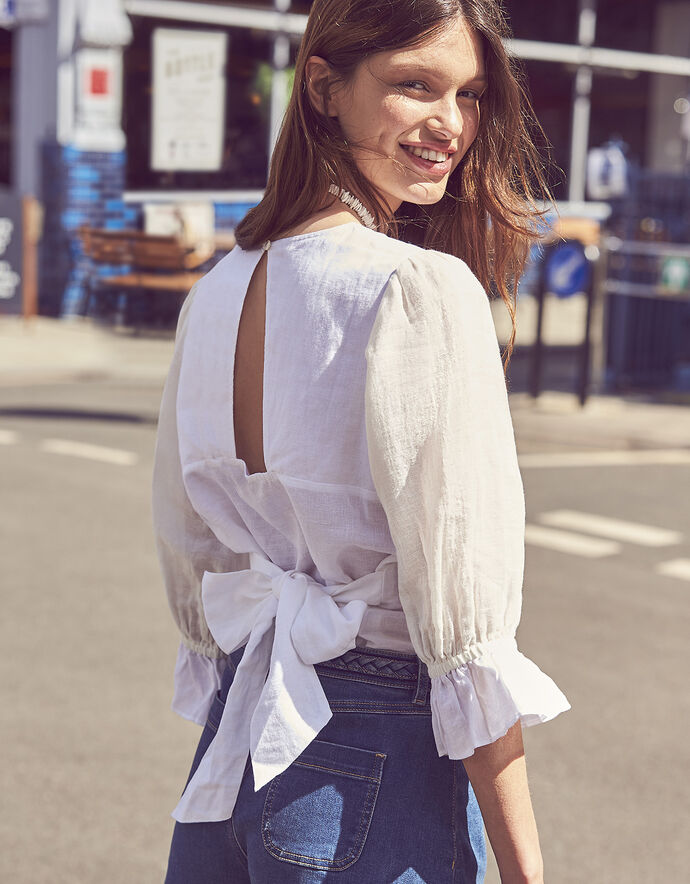 Square Neck Bow Back Blouse Ivory | Tops & T-shirts | Monsoon UK.