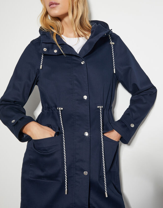 Rory Showerproof Rain Coat Blue | Women's Coats | Monsoon UK.