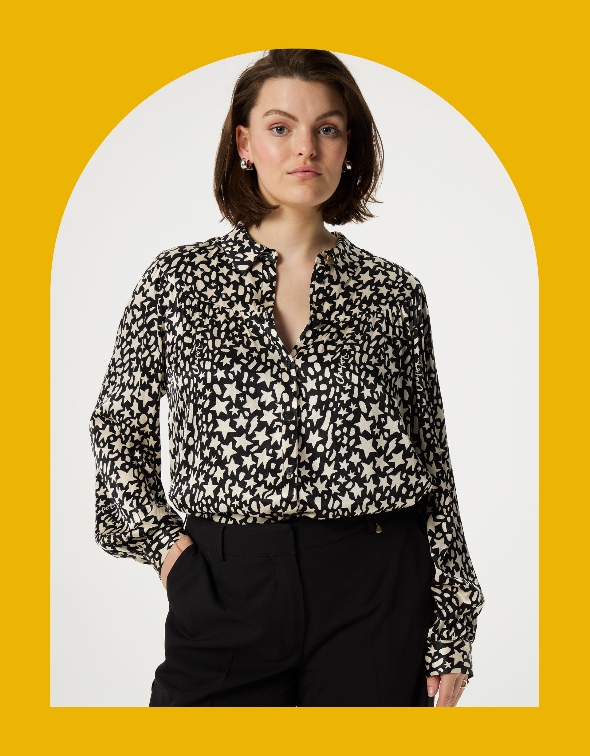 Fabienne Chapot Nina Star Print Blouse Black