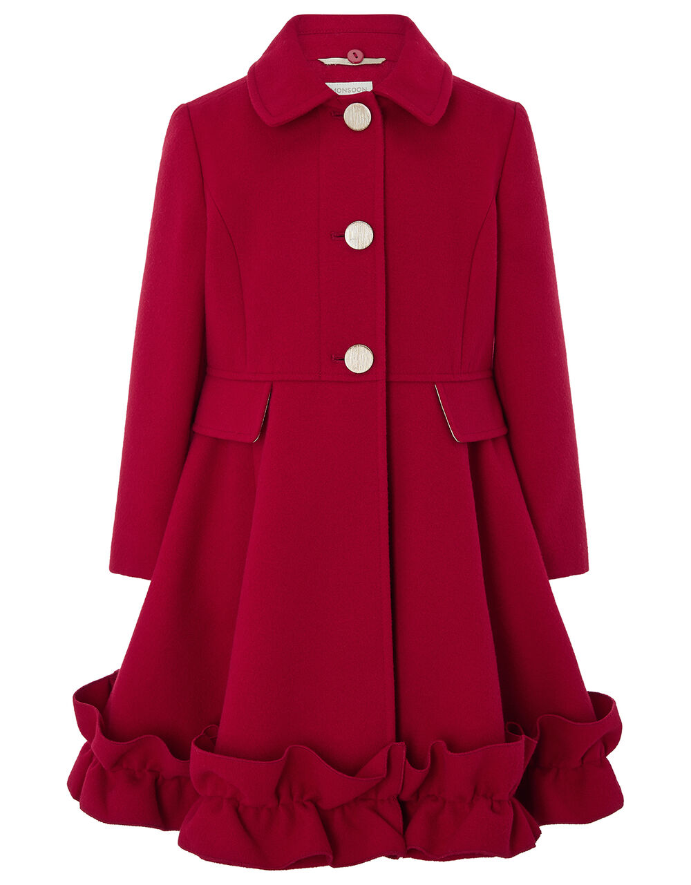 Red Ruffle Hem Coat Red | Girls' Coats & Jackets | Monsoon UK.