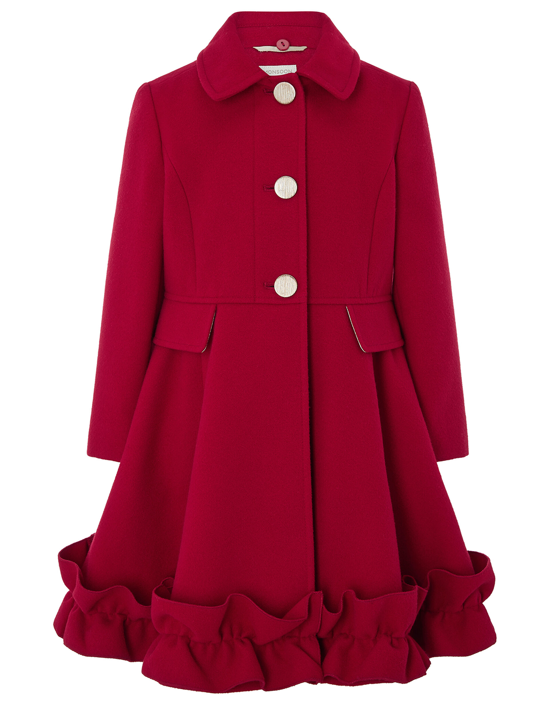Red Ruffle Hem Coat Red