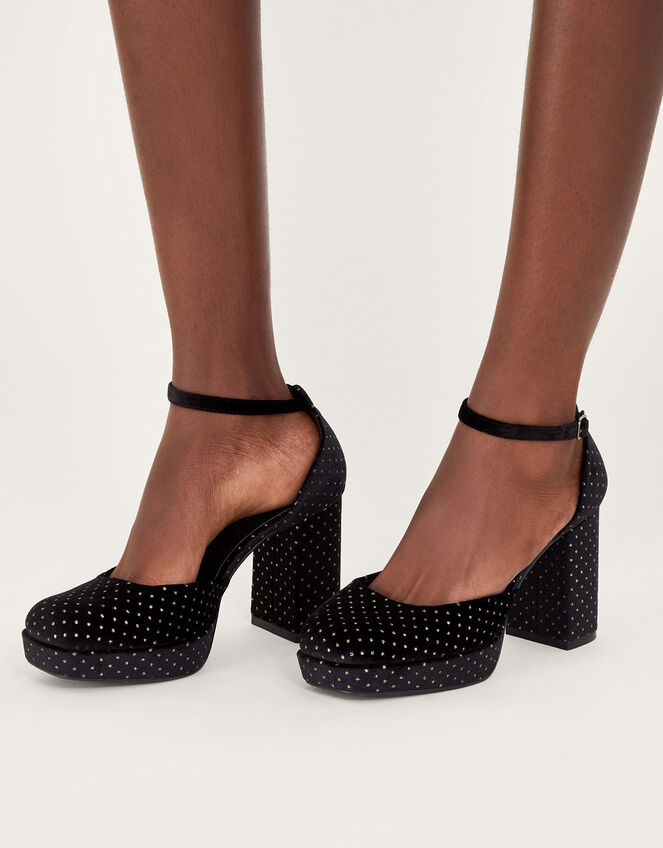 Velvet Spot Closed Toe Platform Heels Black