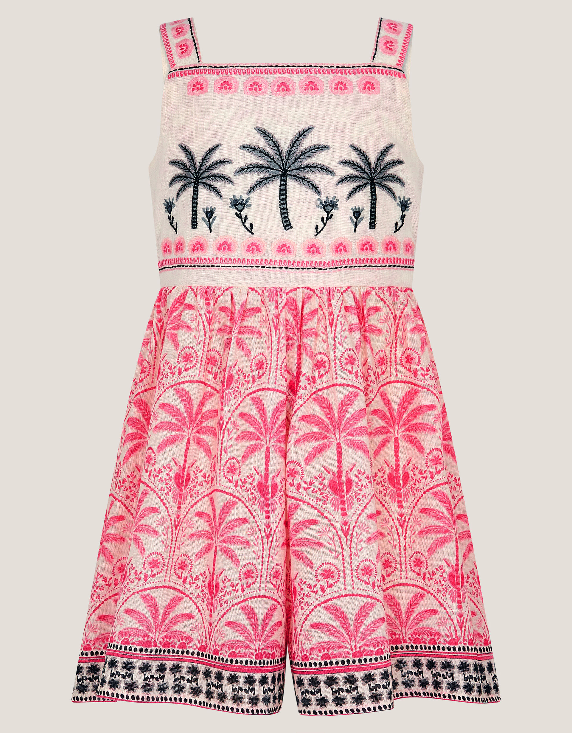 Palm Print Embroidered Playsuit Pink | Girls' Jumpsuits & Playsuits ...