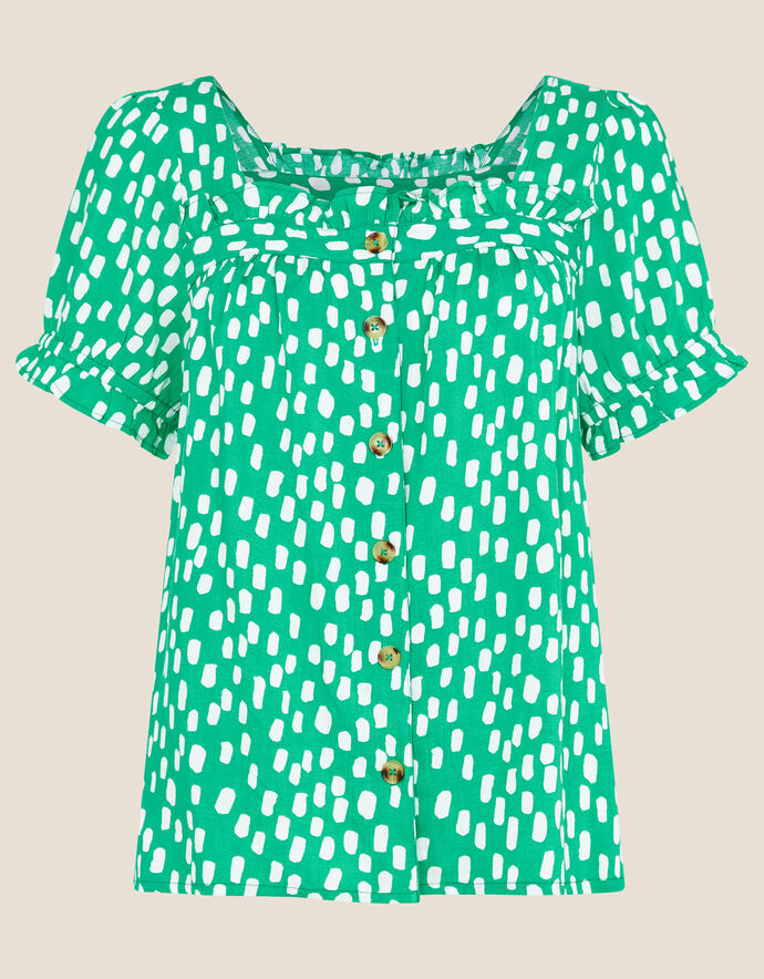 Square Neck Printed Top Green | Tops & T-shirts | Monsoon UK.
