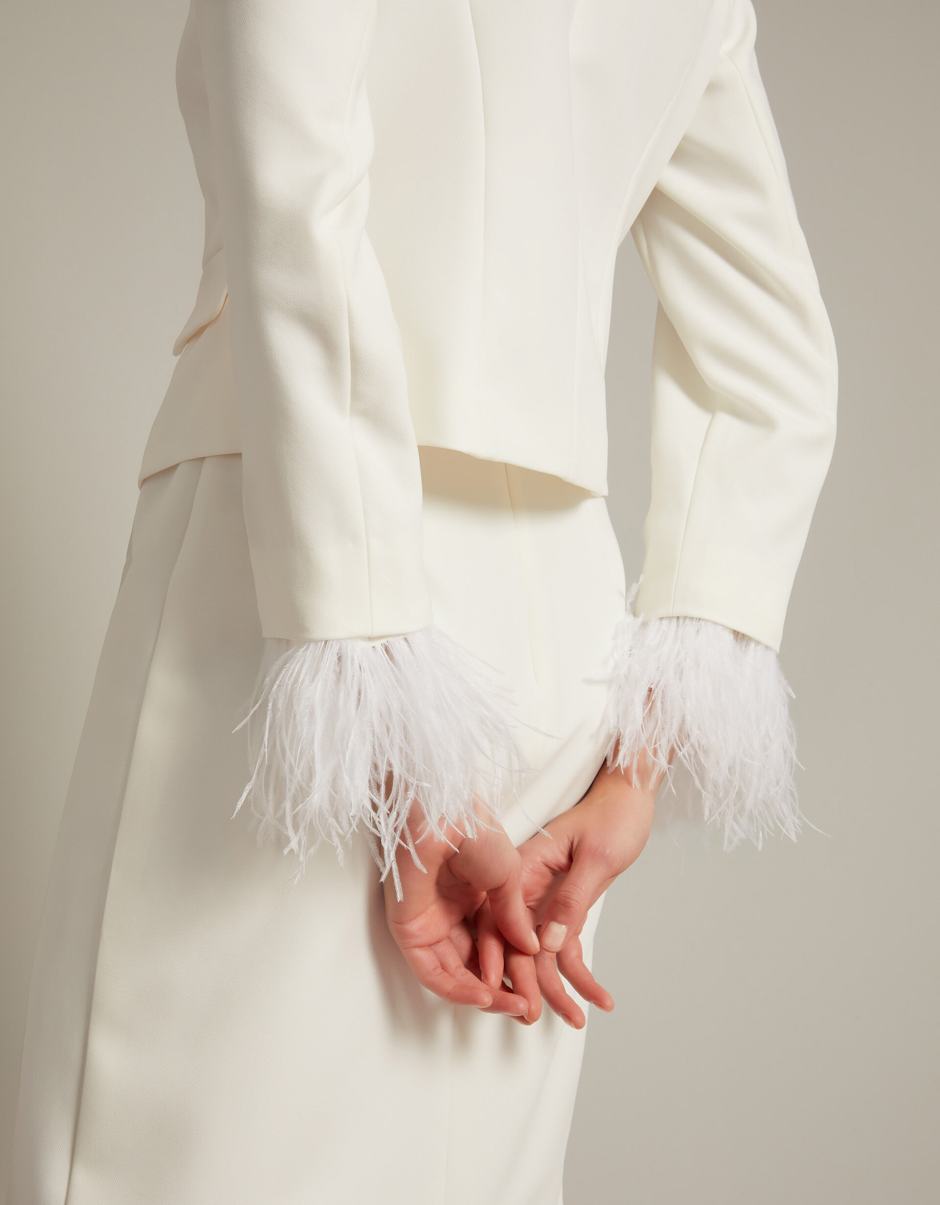 Luisa Feather Cuff Wedding Jacket Ivory | Women's Jackets | Monsoon UK.