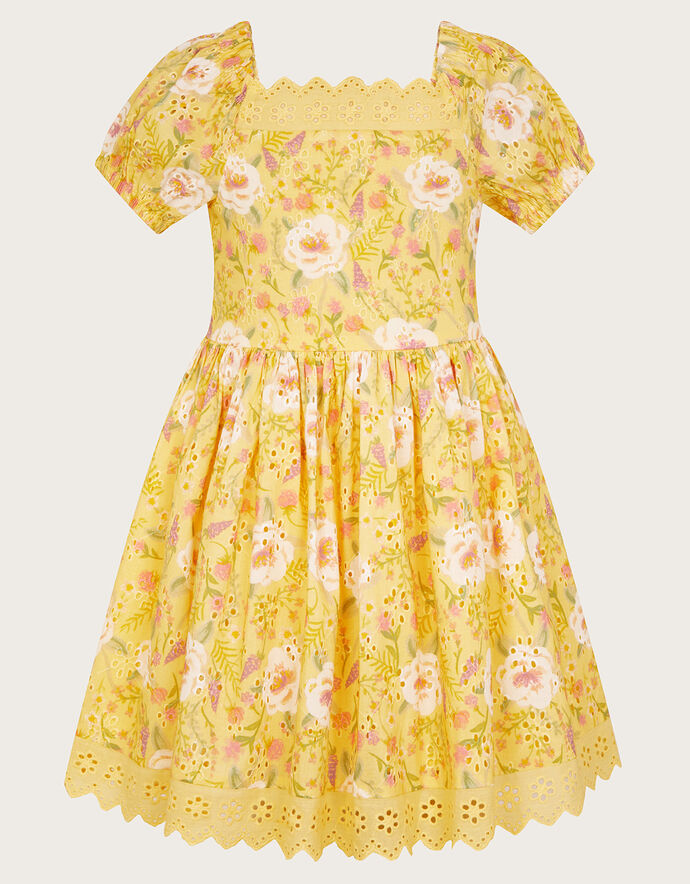 Broderie Floral Dress Yellow | Girls' Dresses | Monsoon UK.