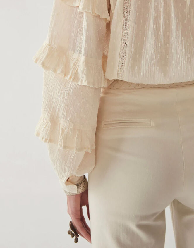 Maison Hotel Dobby Frill Blouse Ivory