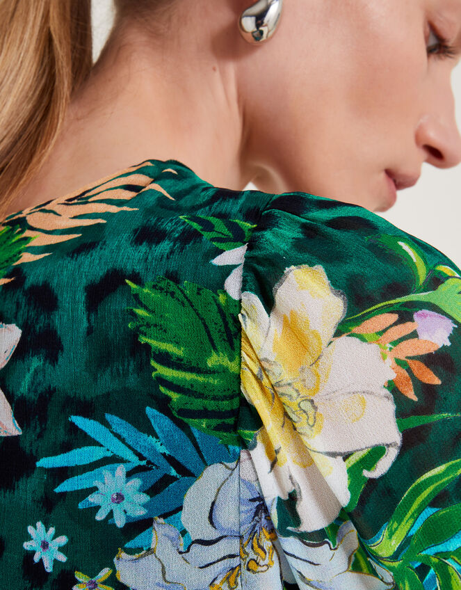 Ani Floral Ruffle Dress Green | Evening Dresses | Monsoon UK.