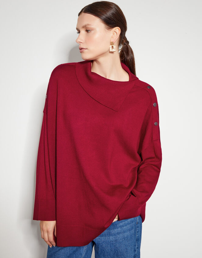 Beth Button Detail Jumper Red | Jumpers | Monsoon UK.