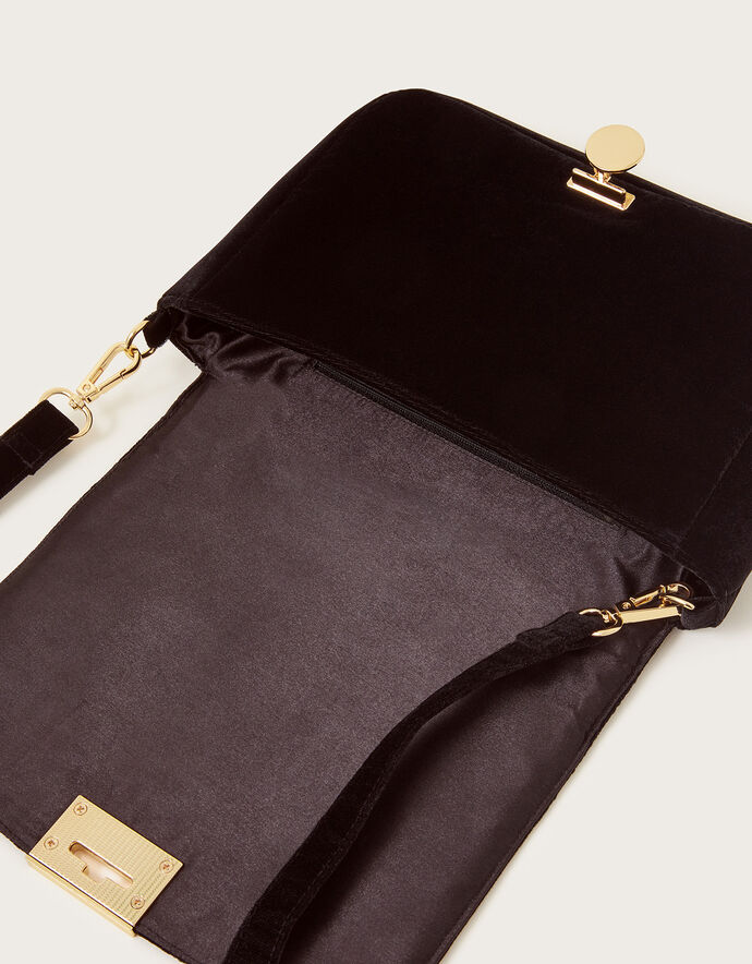 Velvet Embroidered Cross-Body Bag