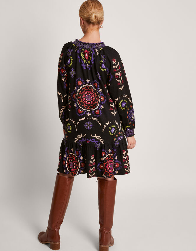 Xoey Print Tiered Dress Black