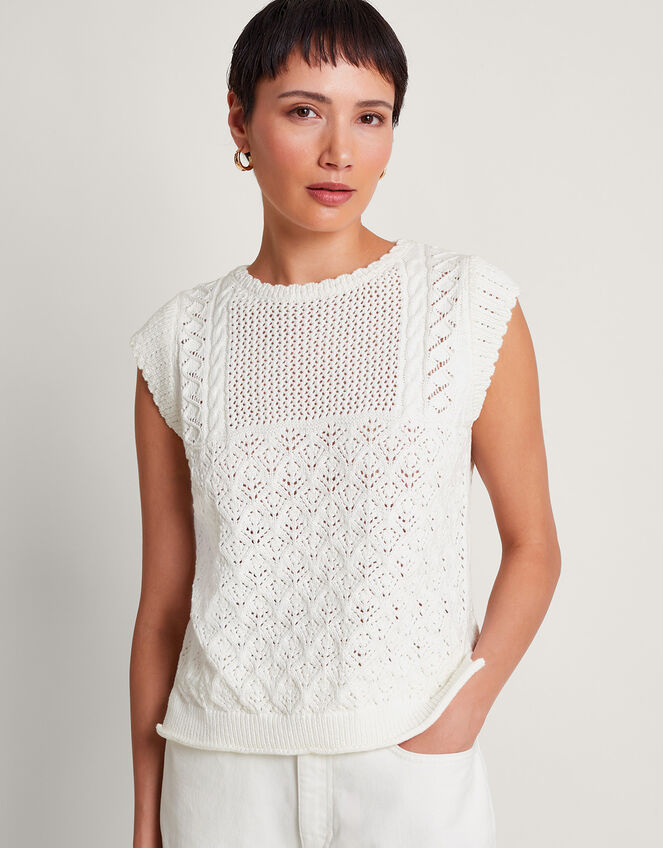 Sofia Stitch Knitted Vest Ivory | Knitwear | Monsoon UK.