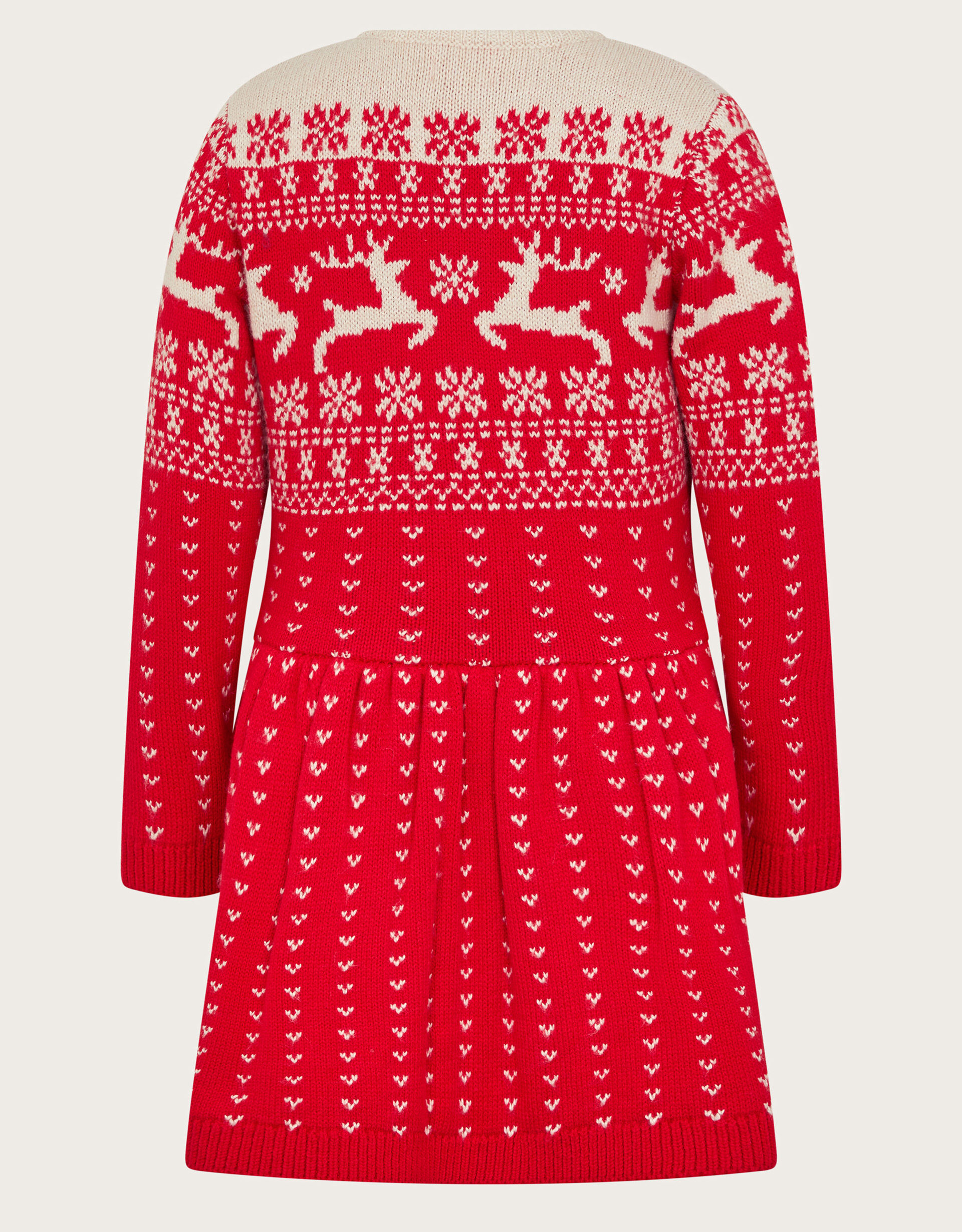 Christmas Fair Isle Jumper Dress Red | Girls' Dresses | Monsoon UK.