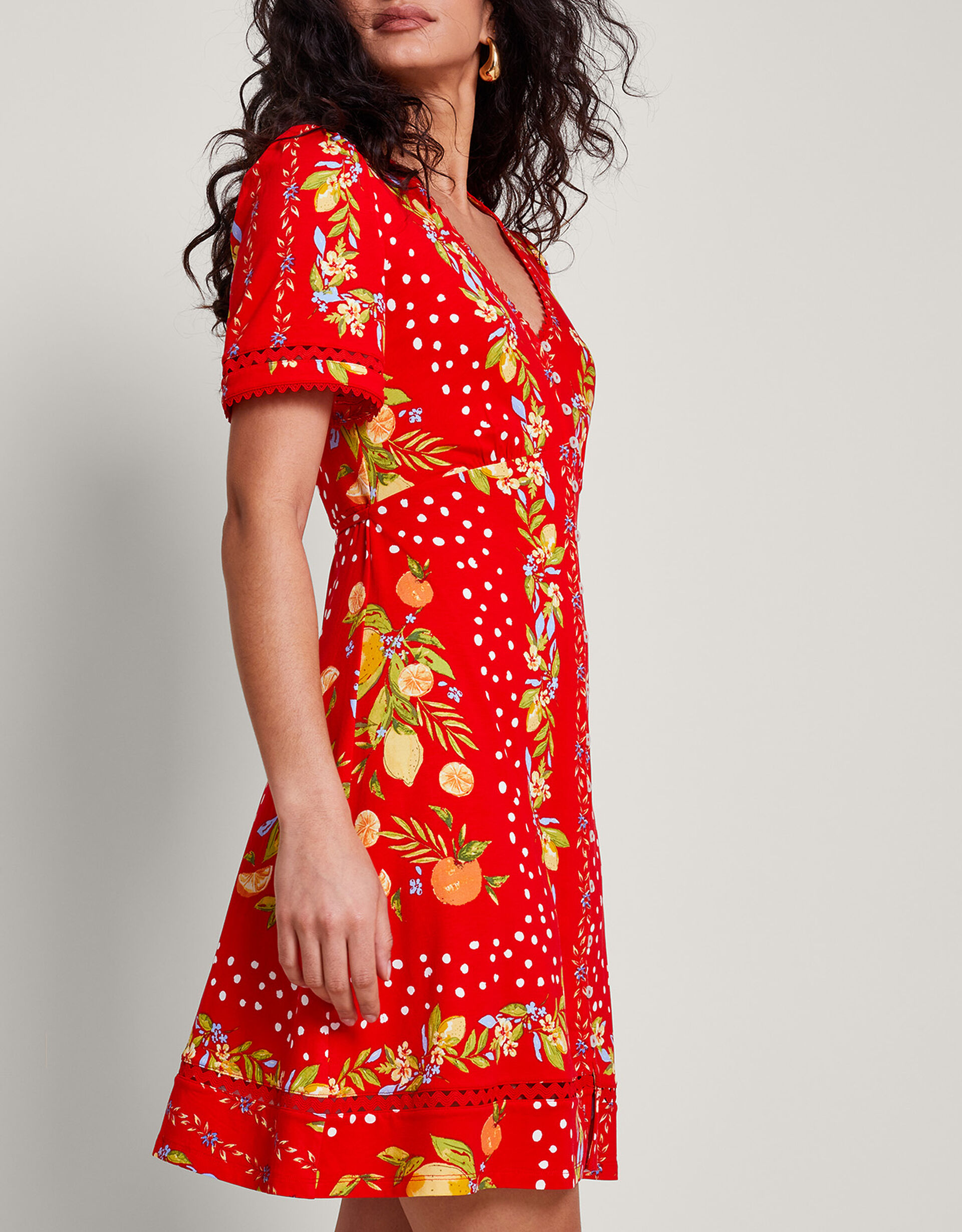 Paloma Print Jersey Dress Red