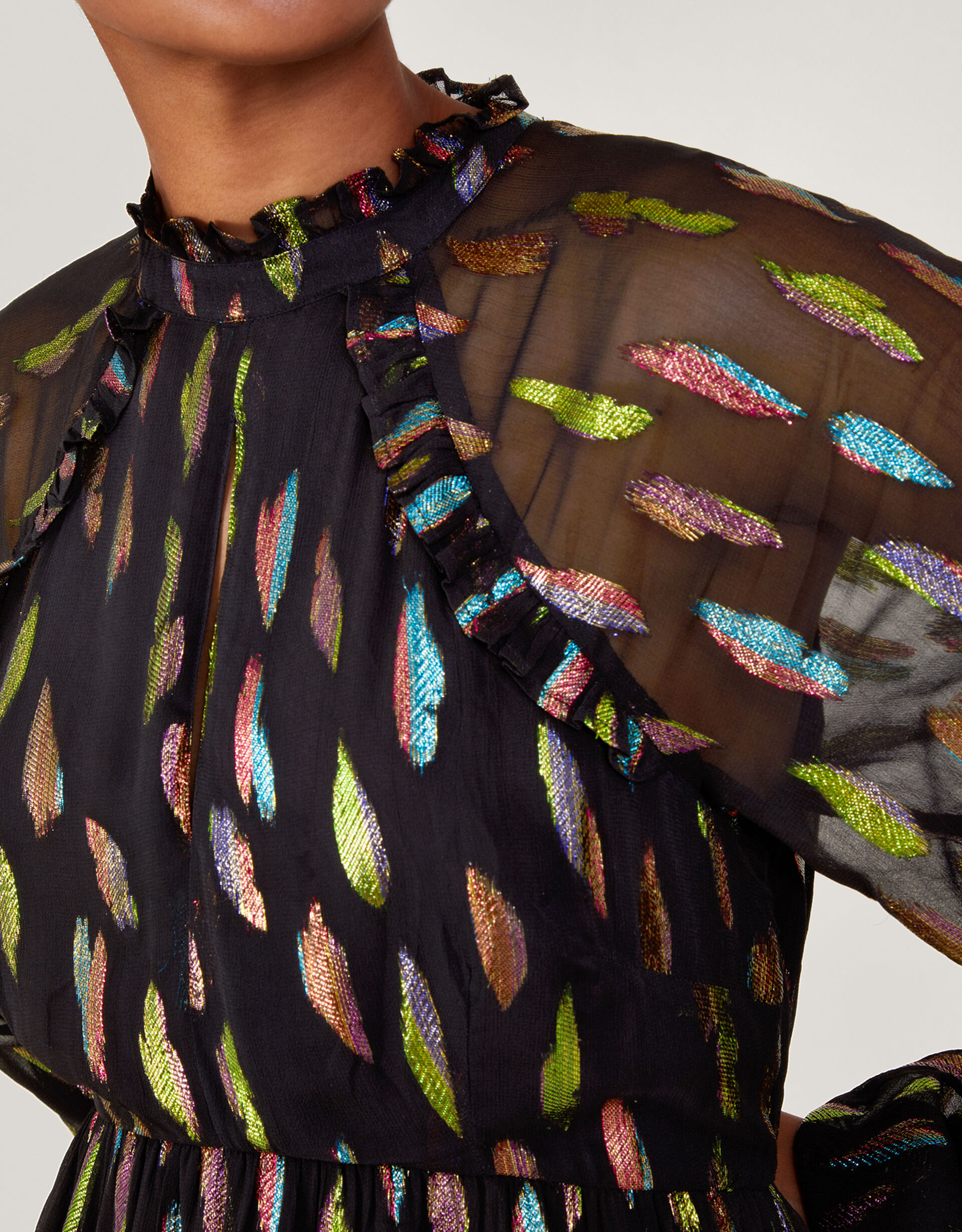 Fenna Feather Print Dress Black