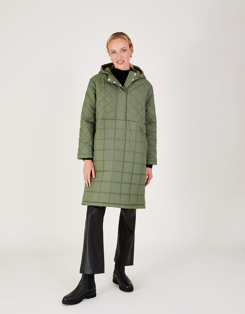 Poppy Quilted Pull-Over Poncho Coat Green | Coats & Jackets | Monsoon UK.