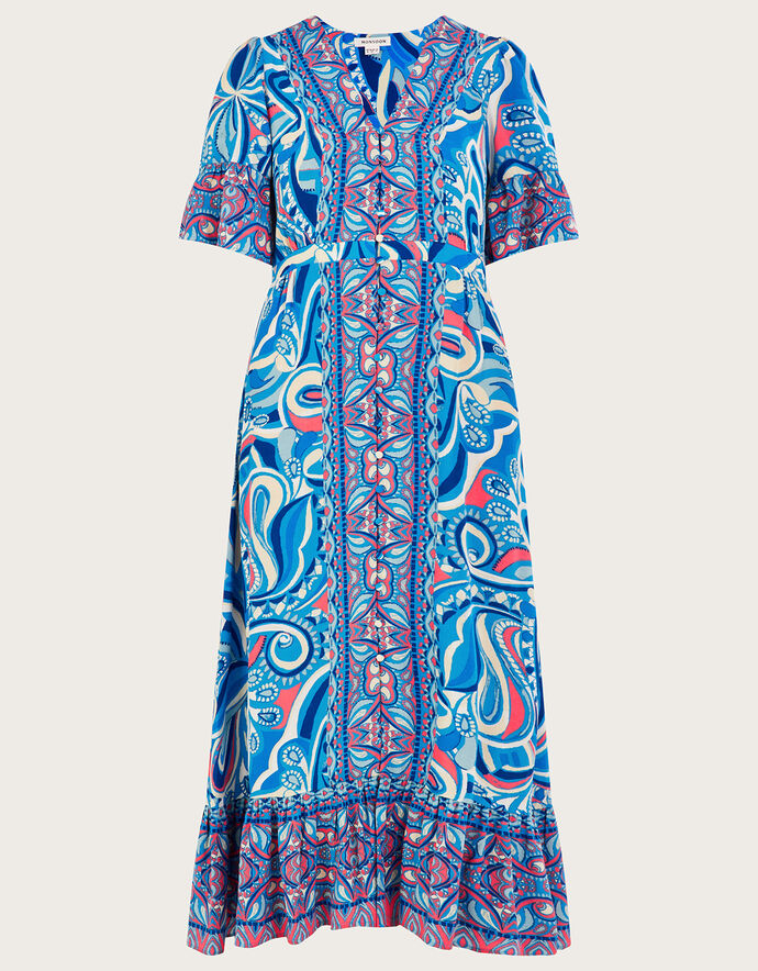Raegan Contrast Print Dress with LENZING™ ECOVERO™ Blue