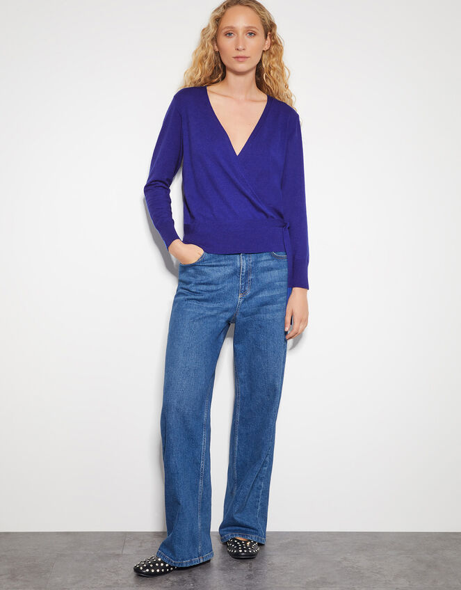 Riley Wrap Jumper Blue | Jumpers | Monsoon UK.