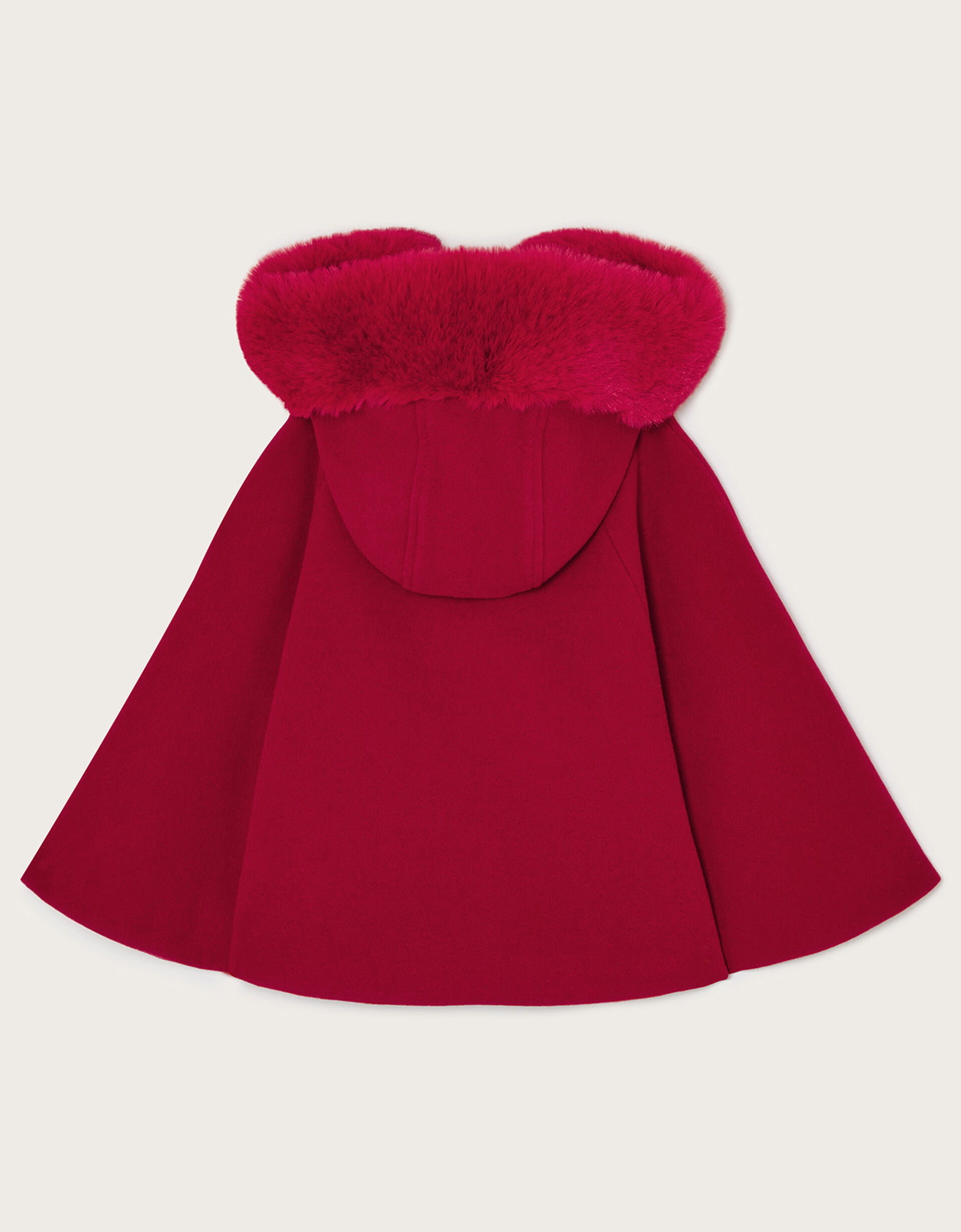 Baby Cape Coat with Fur Hood Red | Baby Girl Coats & Jackets | Monsoon UK.