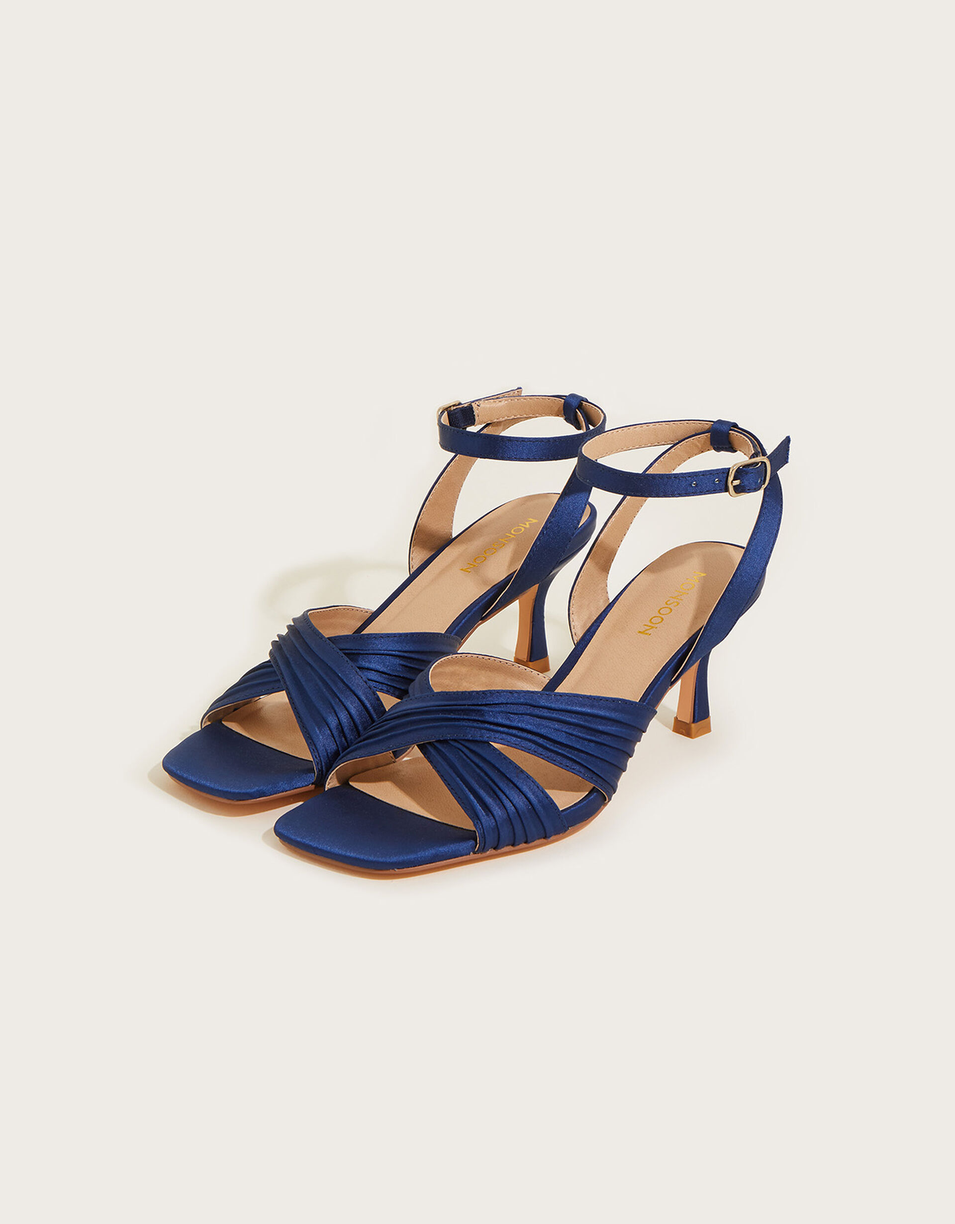 Pleated Cross Front Sandals Blue