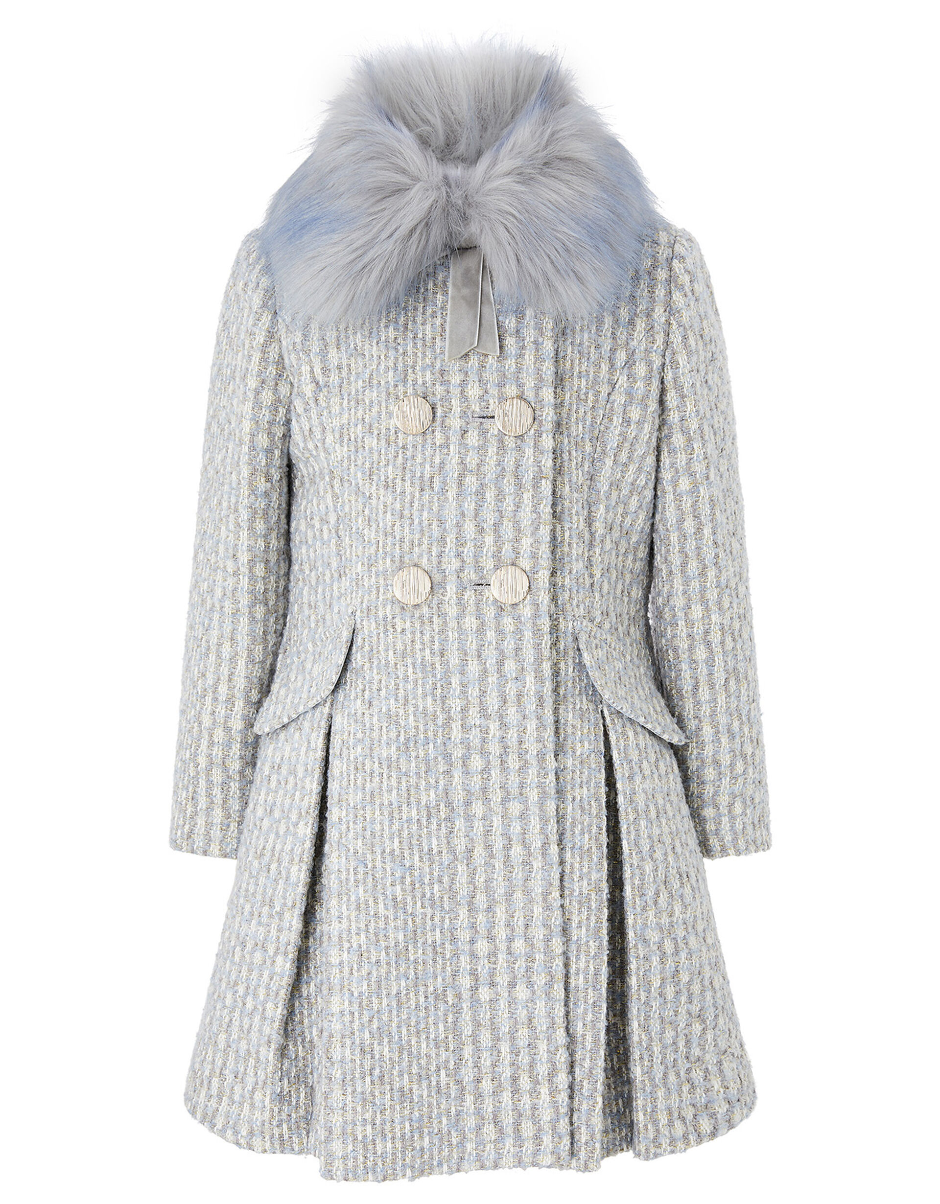 Sparkle Tweed Skirted Coat Blue