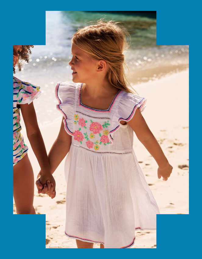 Sunuva Floral Stitch Dress White