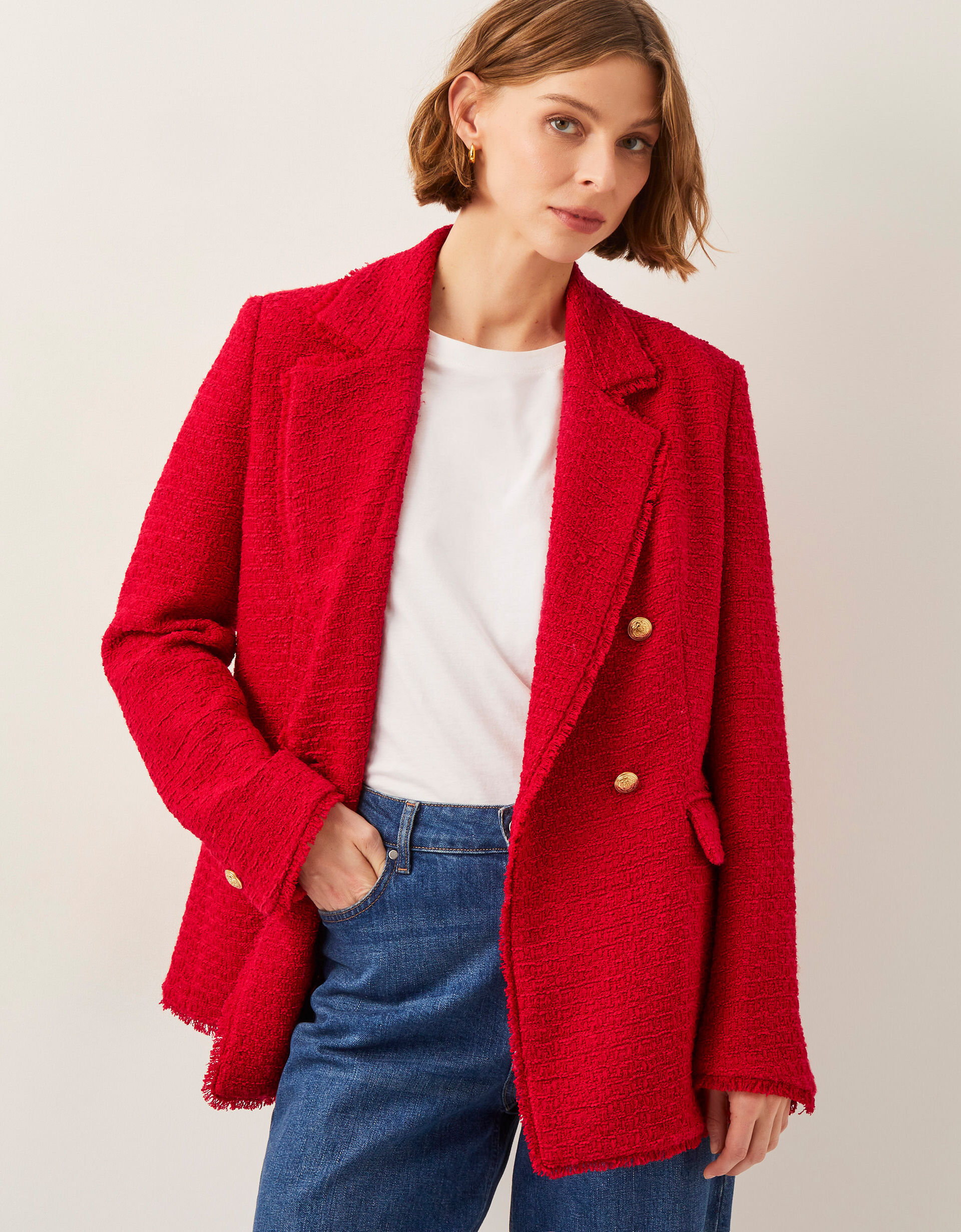 Rubi Tweed Jacket Red | Women's Jackets | Monsoon UK.