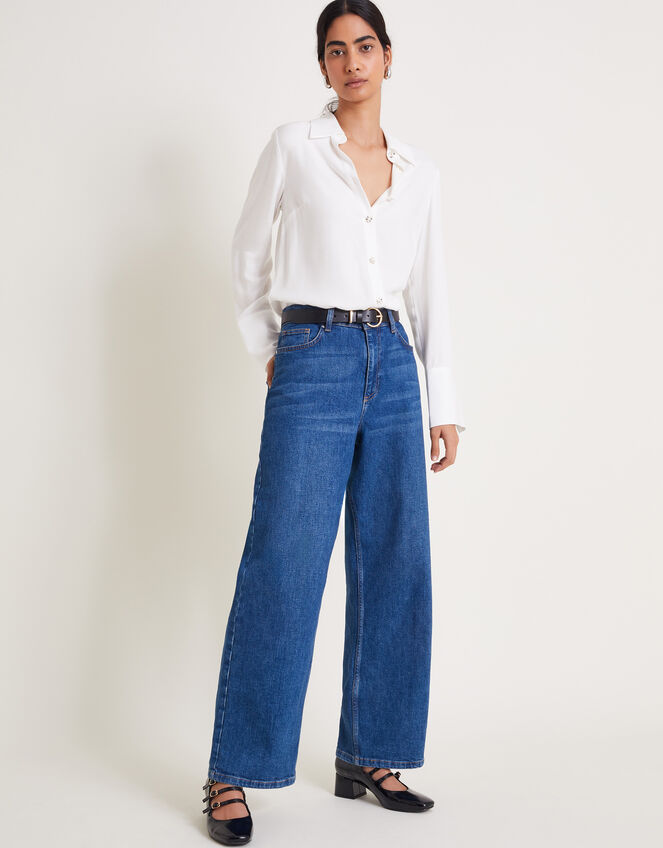 Sandra Plain Floral-Button Shirt Ivory | Tops & T-shirts | Monsoon UK.